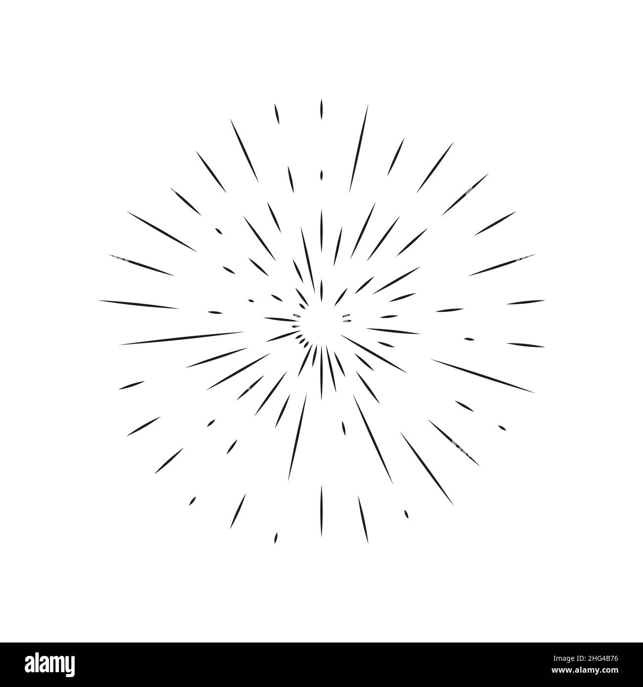 Line drawing sun rays in vintage style.Sun rays hand drawn, linear ...