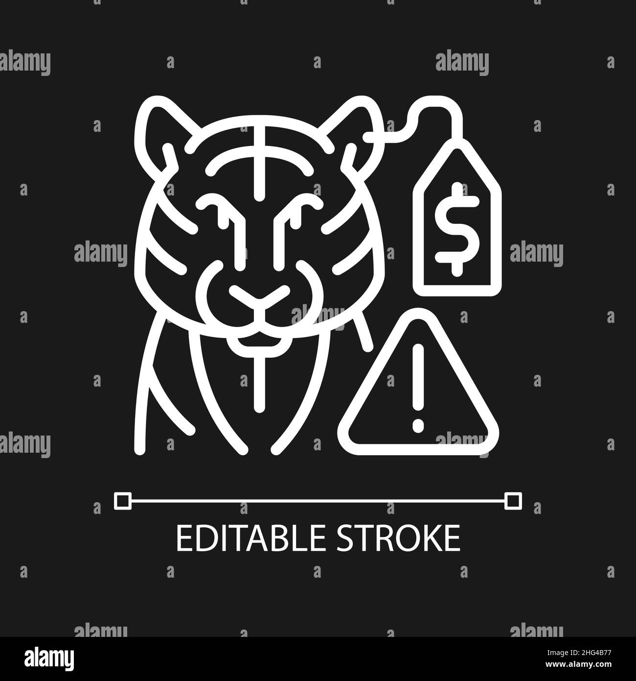 Wildlife smuggling white linear icon for dark theme Stock Vector Image ...