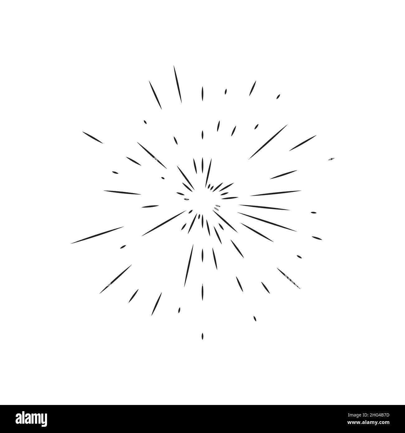 Line drawing sun rays in vintage style.Sun rays hand drawn, linear ...