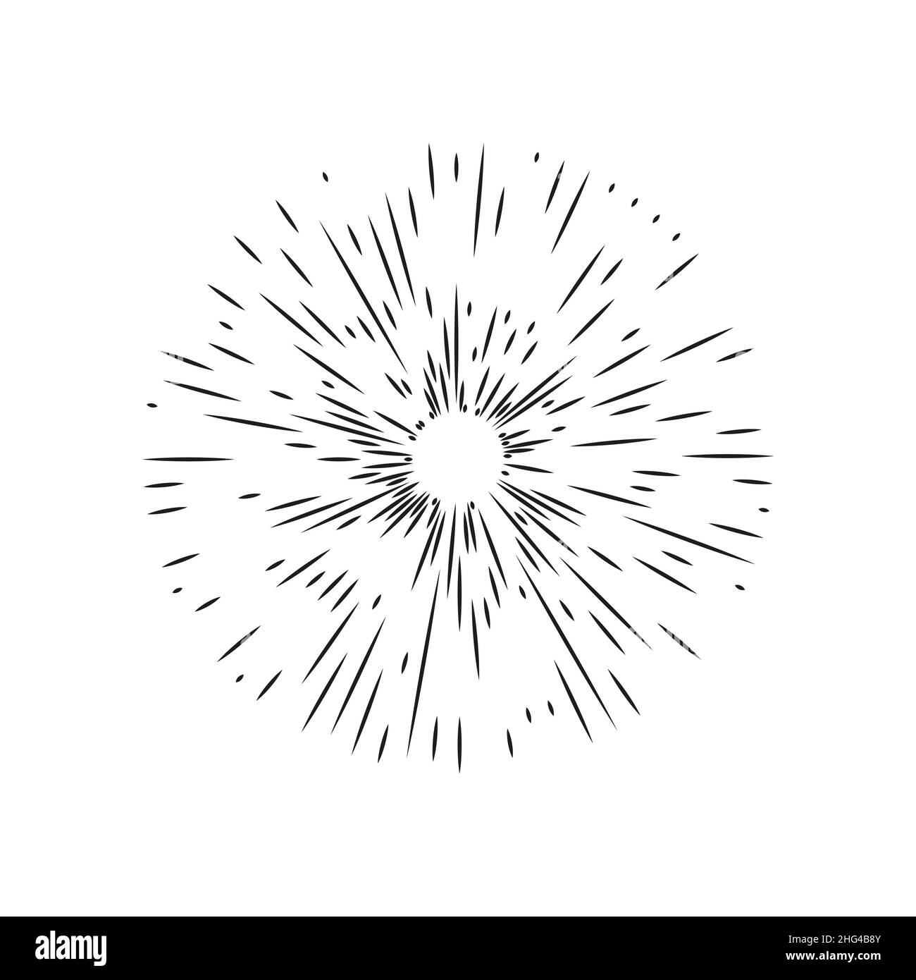 Line Drawing Sun Rays In Vintage Style Sun Rays Hand Drawn Linear