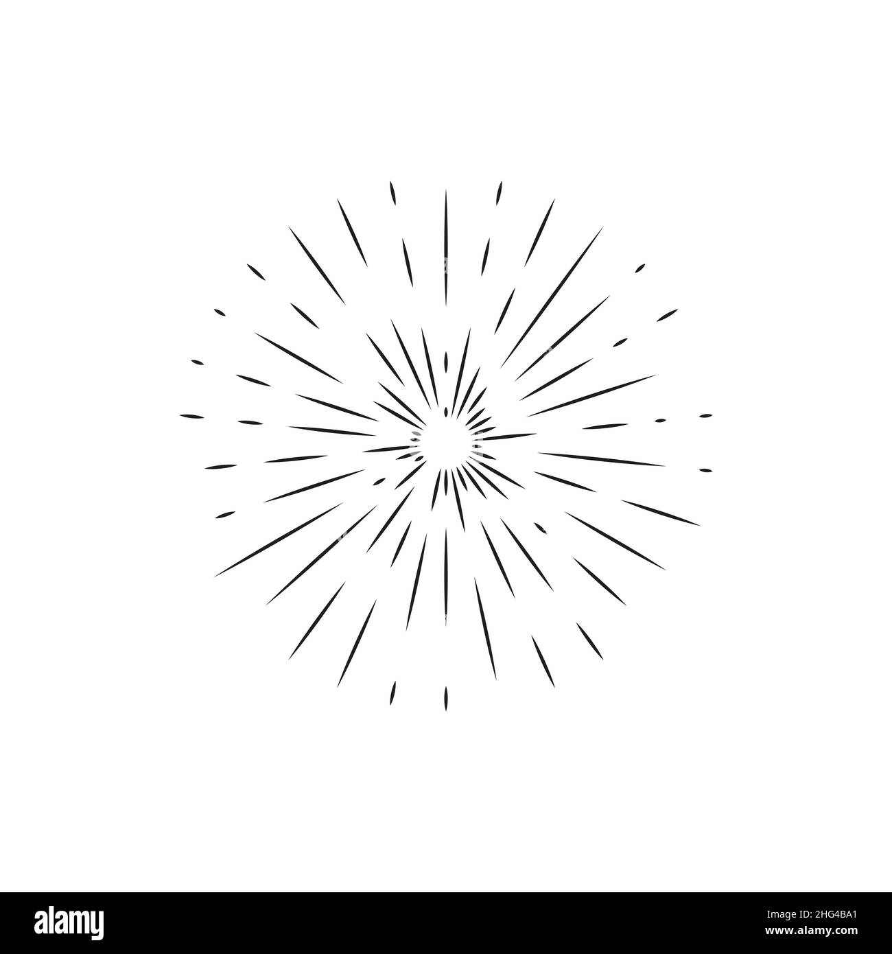 Line Drawing Sun Rays In Vintage Style Sun Rays Hand Drawn Linear