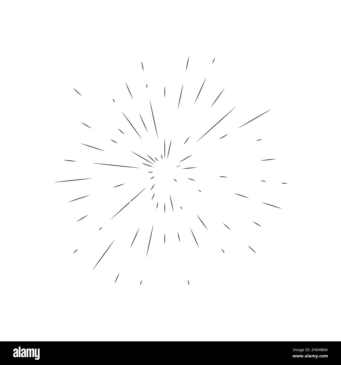 Line drawing sun rays in vintage style.Sun rays hand drawn, linear ...