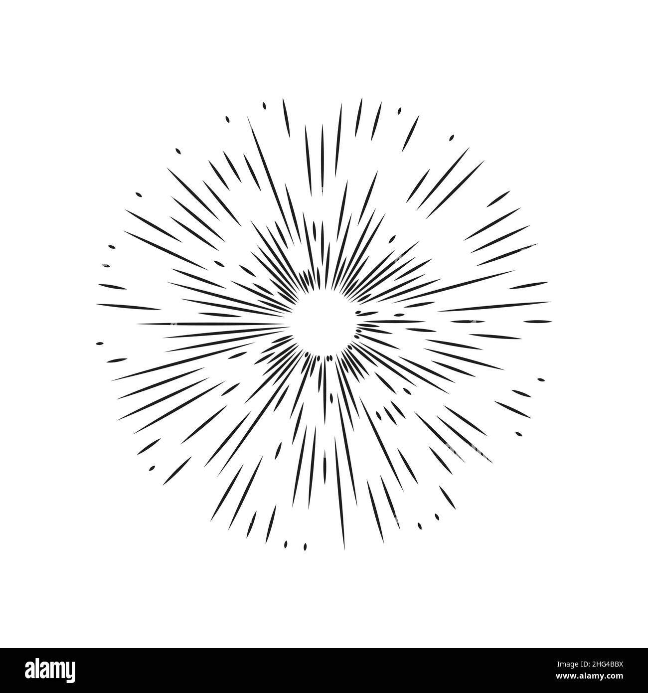 Line drawing sun rays in vintage style.Sun rays hand drawn, linear ...