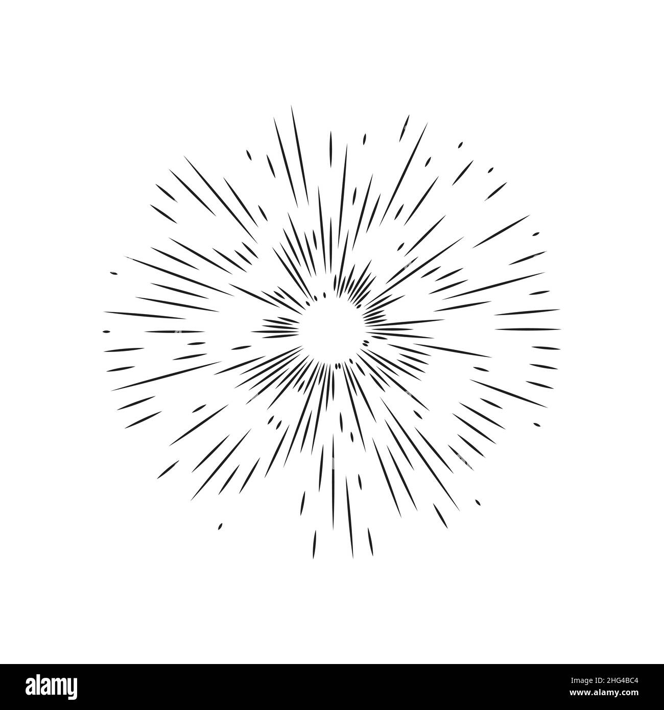 Line drawing sun rays in vintage style.Sun rays hand drawn, linear ...