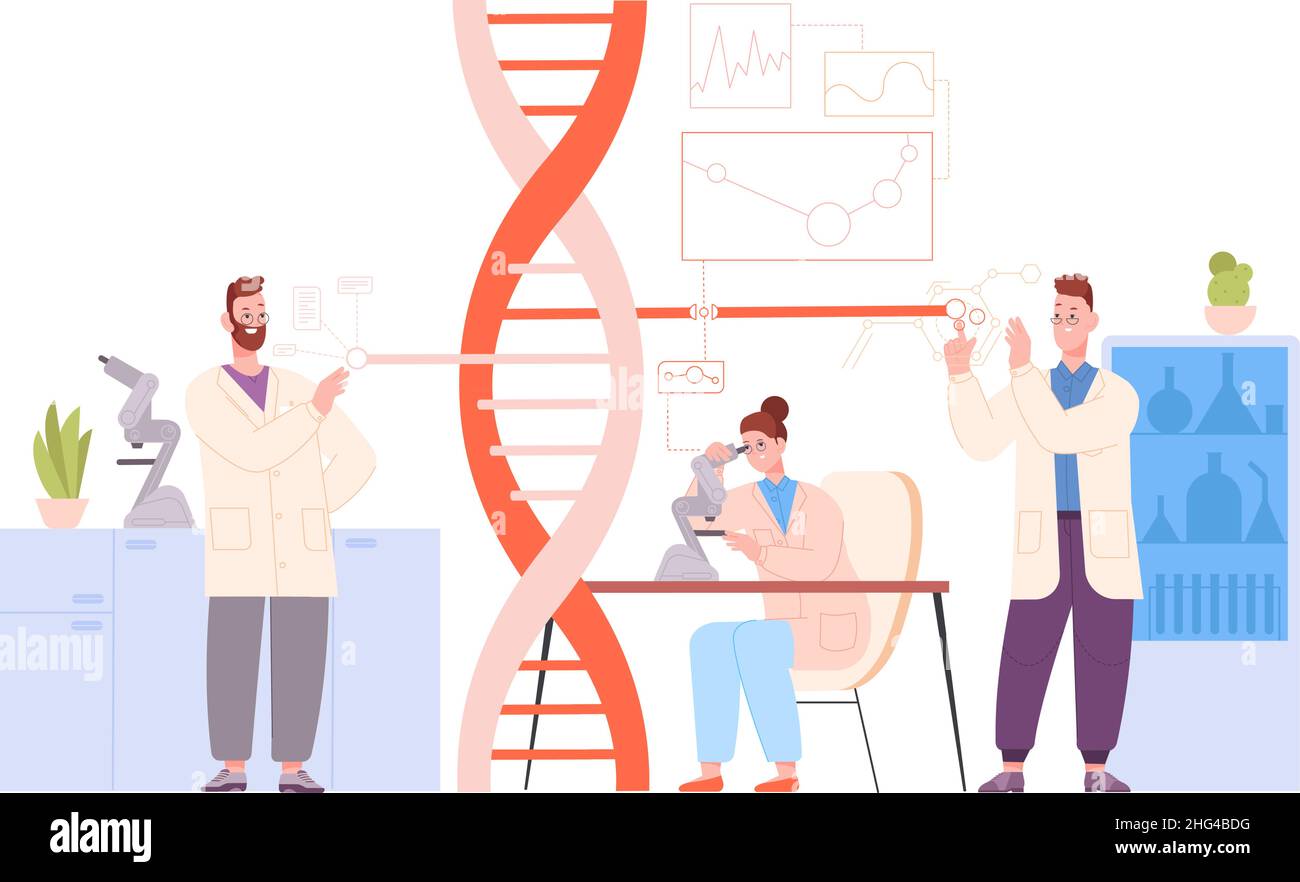 DNA research scientists. Researcher in science genetic laboratory ...