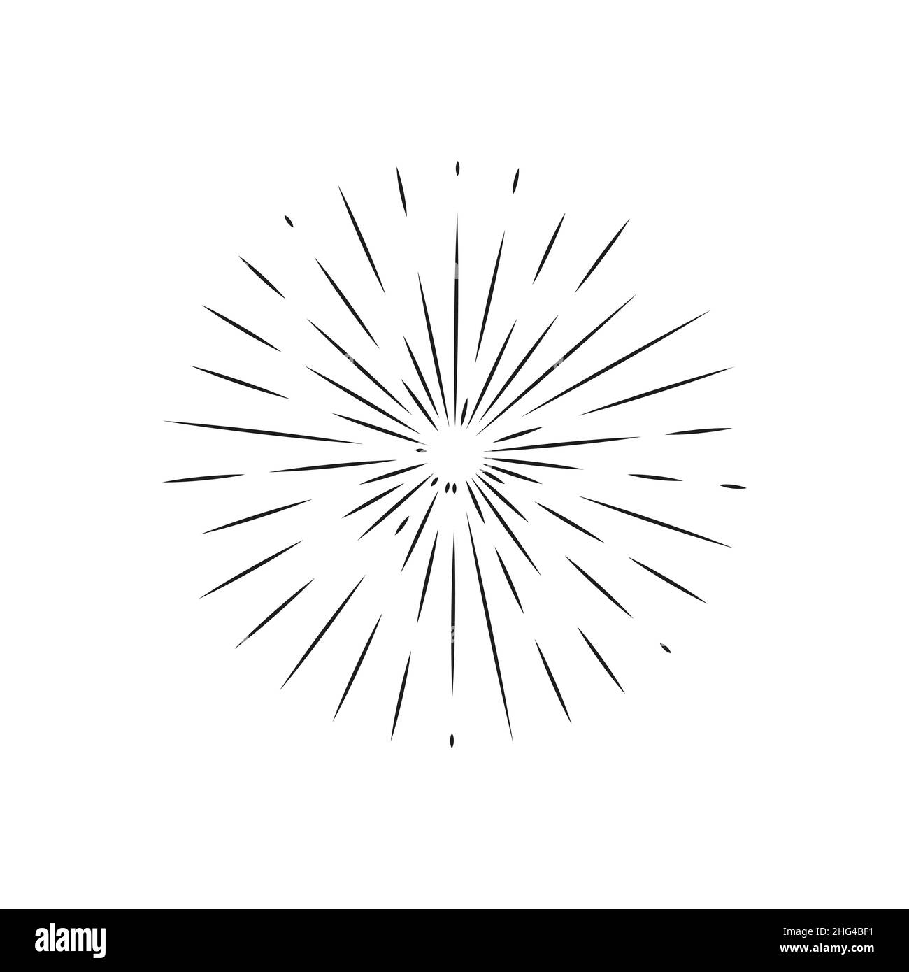 Line drawing sun rays in vintage style.Sun rays hand drawn, linear ...