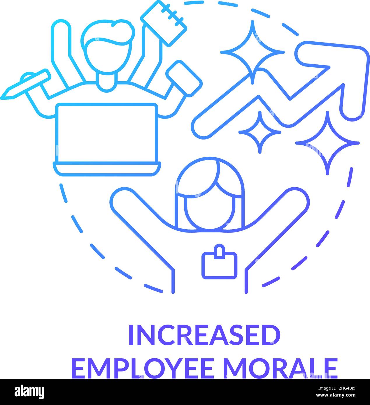 Increased employee morale blue gradient concept icon Stock Vector Image ...
