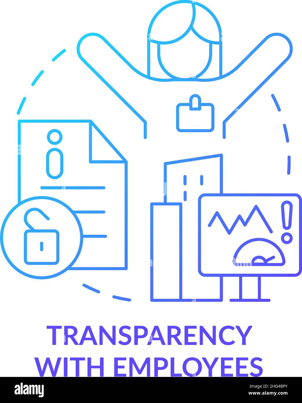 Transparency with employee blue gradient concept icon Stock Vector ...