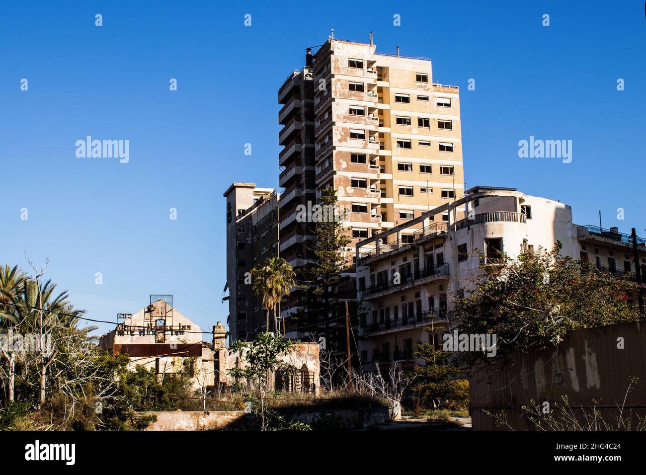 Varosha, Northern Cyprus - January 04, 2022 Cityscape of Varosha, a ...