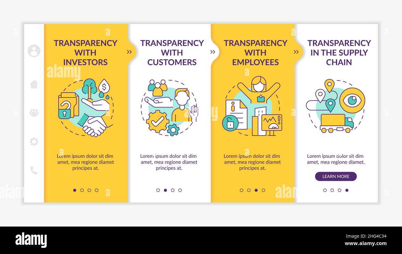 Examples of transparency yellow onboarding template Stock Vector Image ...