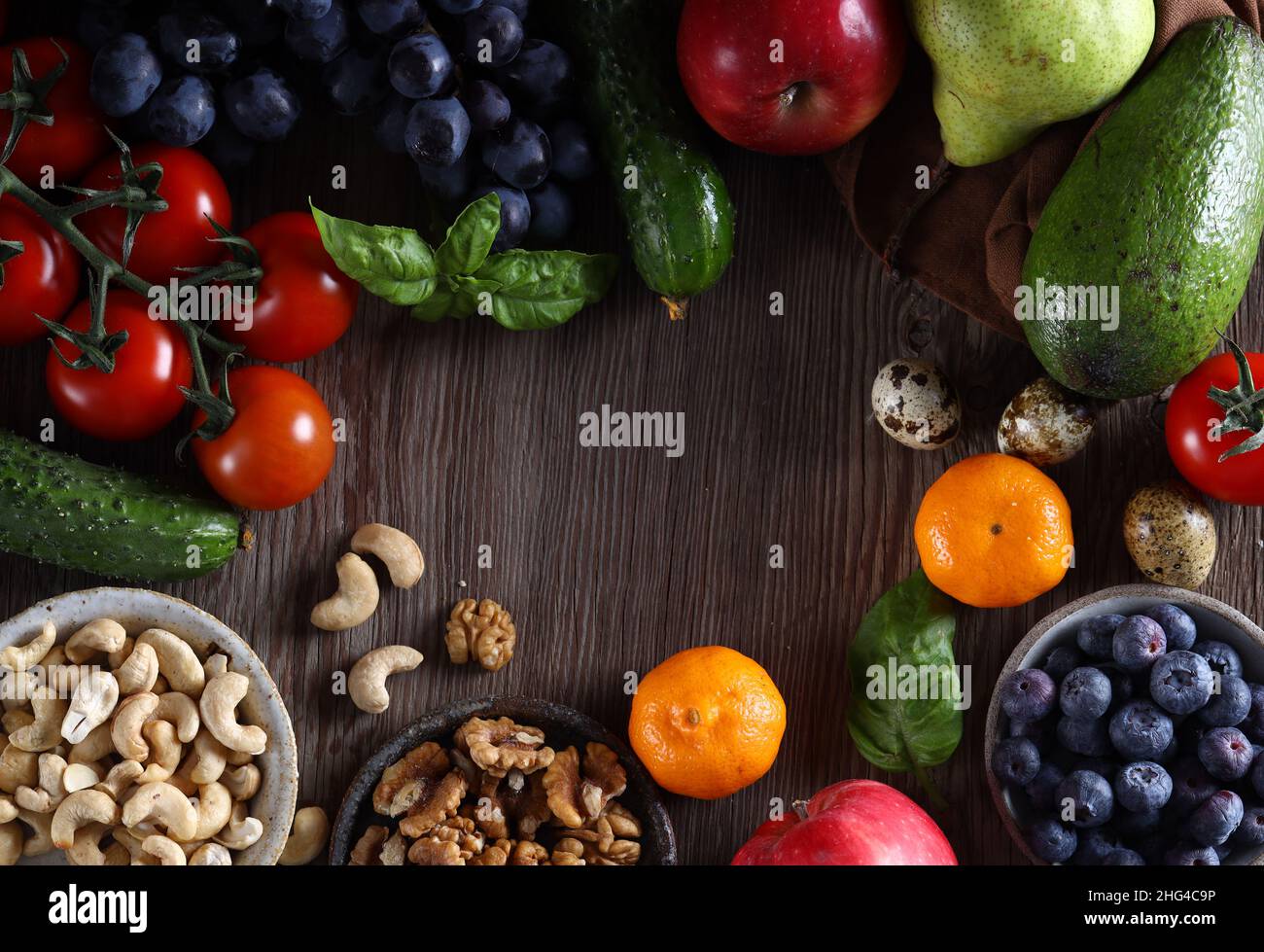 natural organic fruits and vegetables nuts for a healthy diet Stock ...