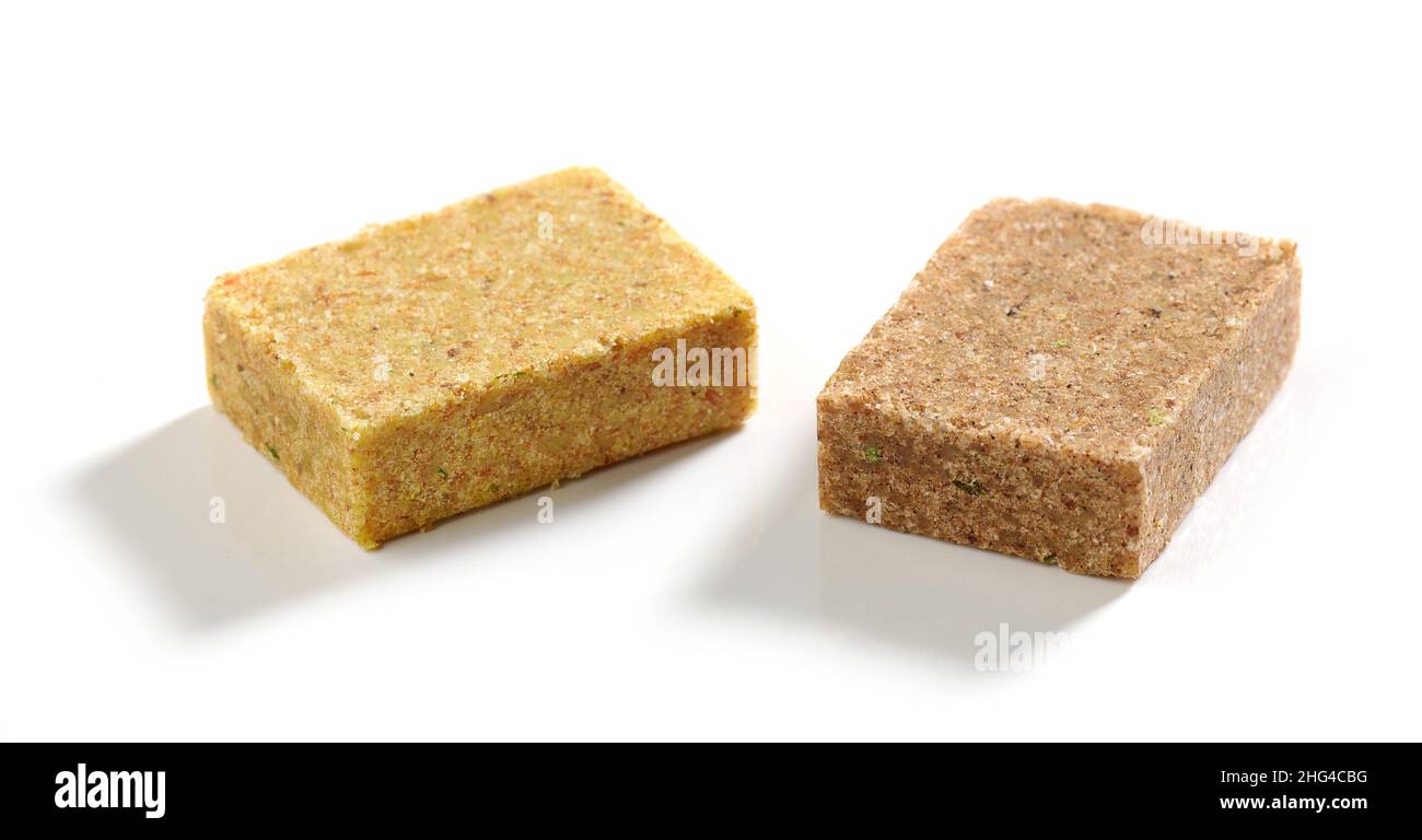 various instant broth cubes isolated on white background Stock Photo ...