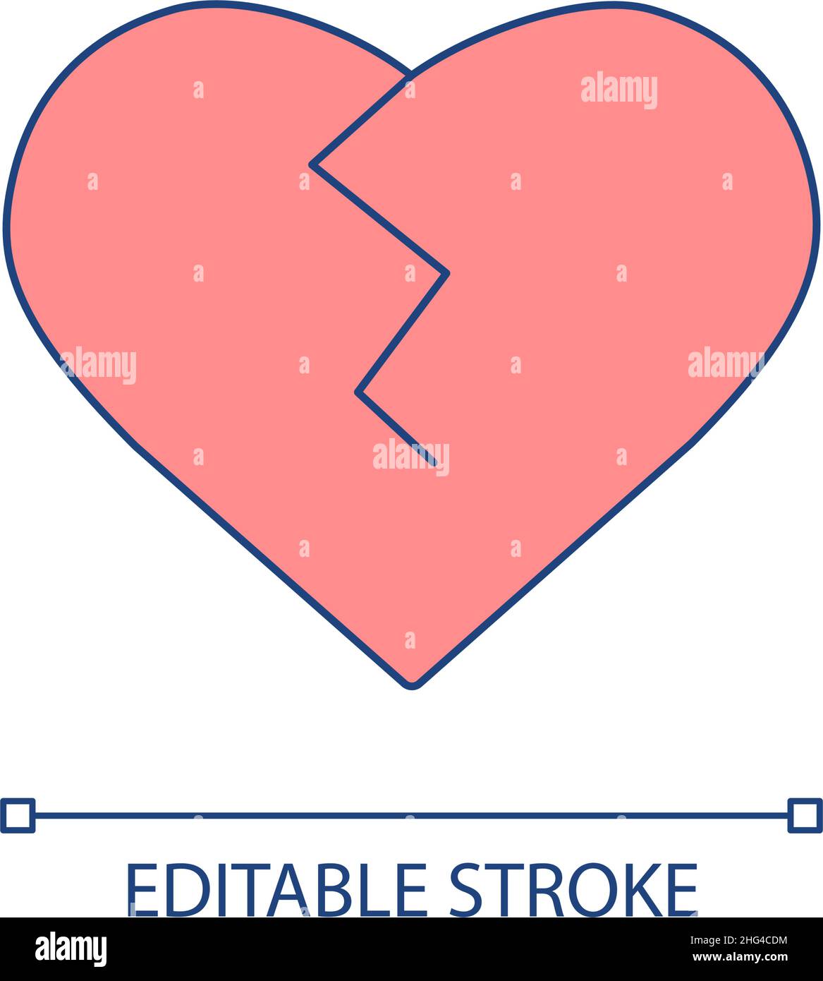 Broken heart RGB color icon Stock Vector Image & Art - Alamy