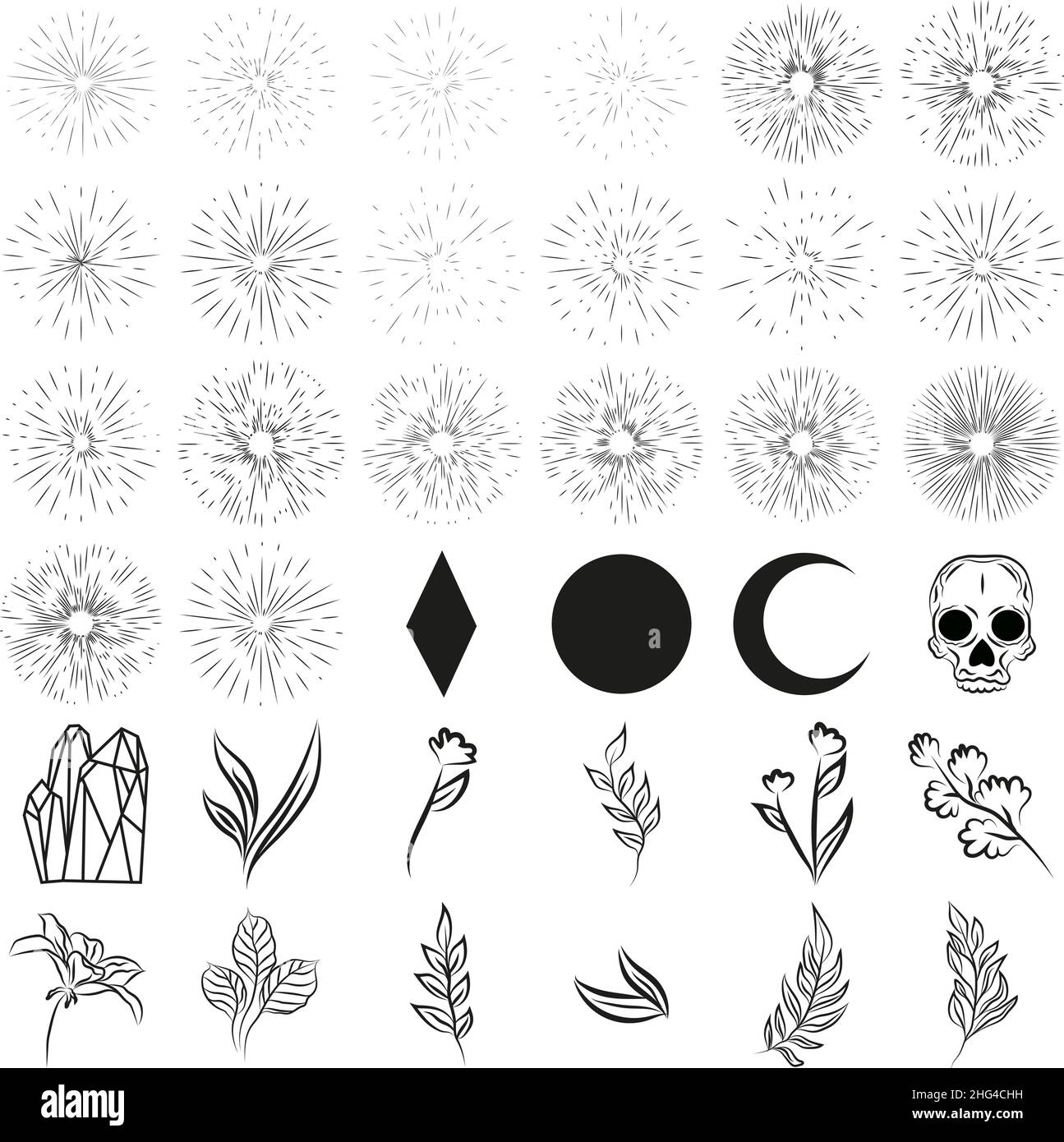 Mystical crystal. Vector print outline of minerals Stock Vector Image ...