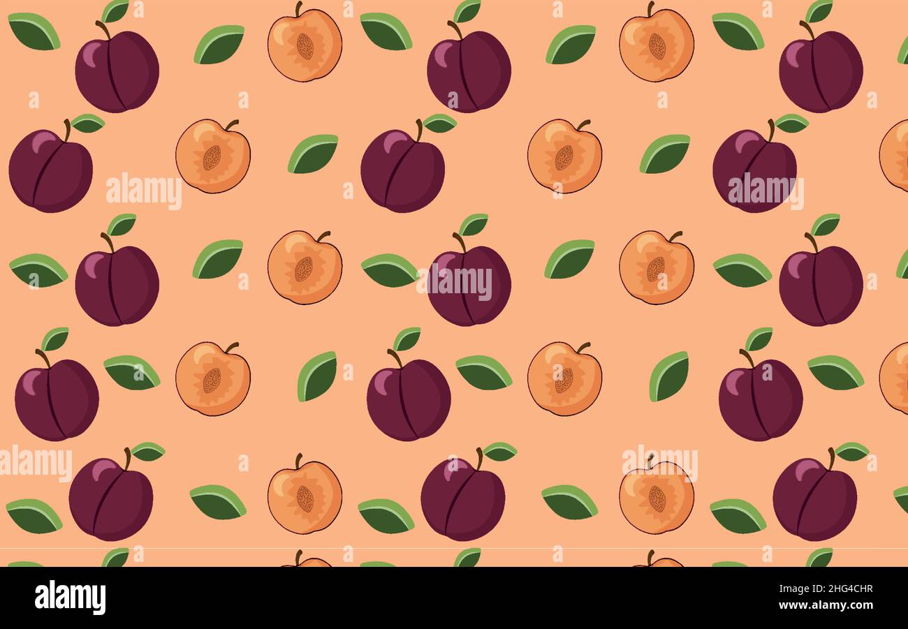 Fresh plum whole and half seamless pattern Stock Vector Image & Art - Alamy