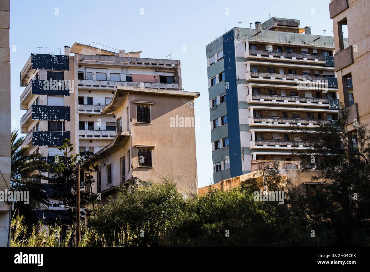 Varosha, Northern Cyprus - January 04, 2022 Cityscape of Varosha, a ...