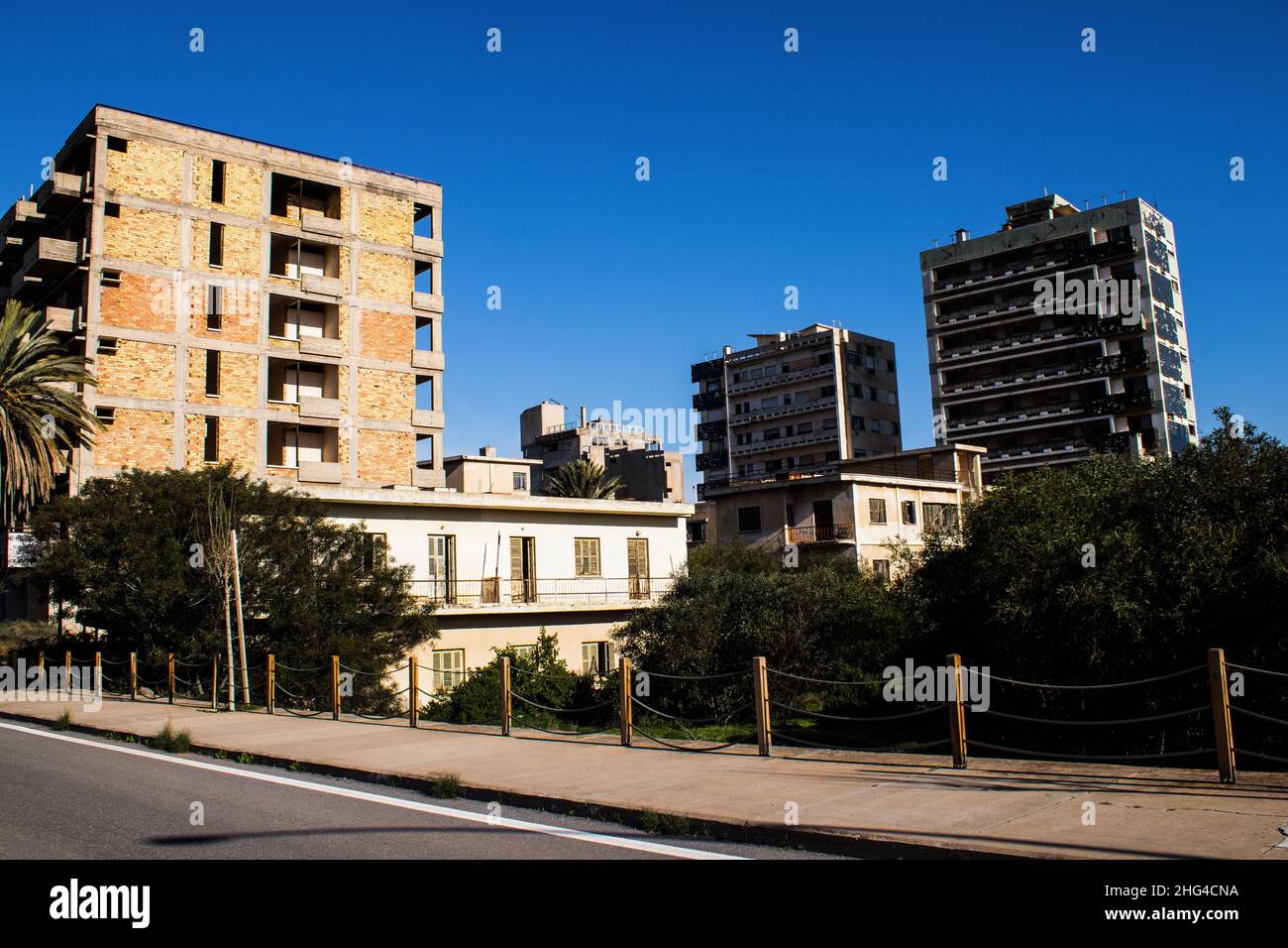 Varosha, Northern Cyprus - January 04, 2022 Cityscape of Varosha, a ...