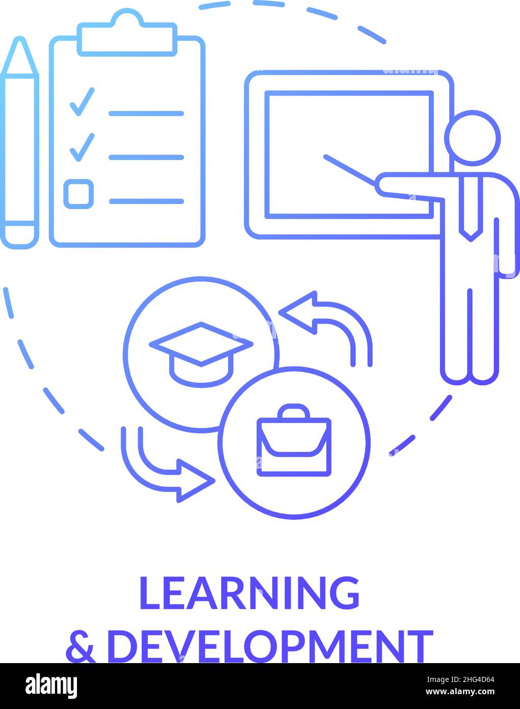 Learning and development blue gradient concept icon Stock Vector Image ...