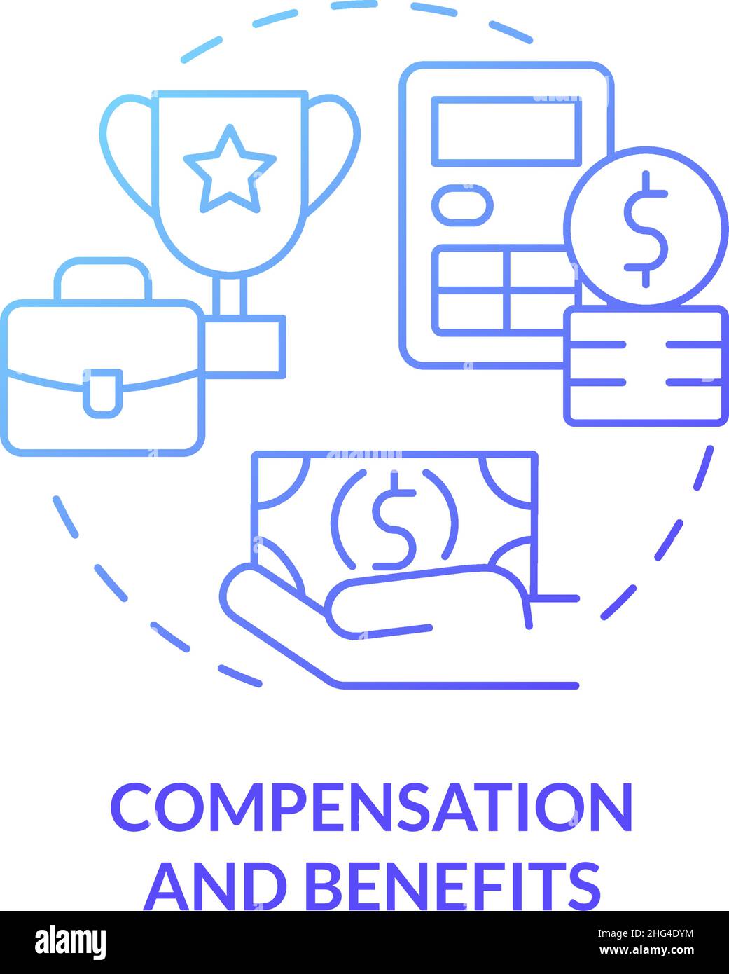 Compensation and benefits blue gradient concept icon Stock Vector Image ...