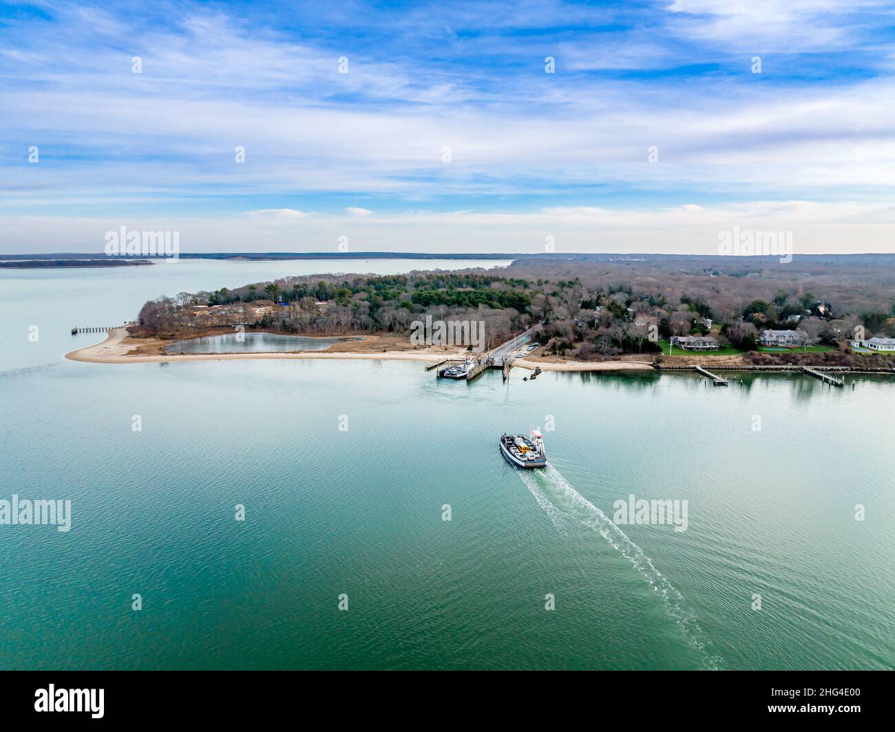 Aerial view of the South Ferry in North Haven, NY Stock Photo - Alamy