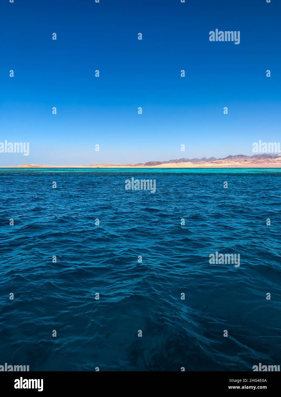 Amazing view horizon line Egypt. panoramic overlook blue sea surface ...