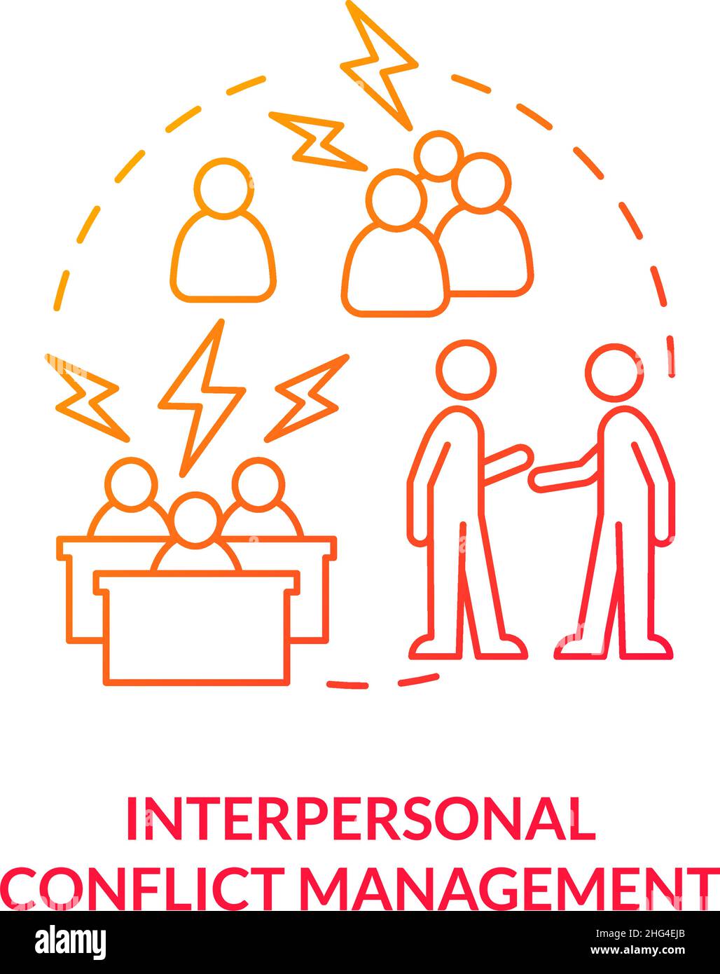 Interpersonal conflict management red gradient concept icon Stock ...