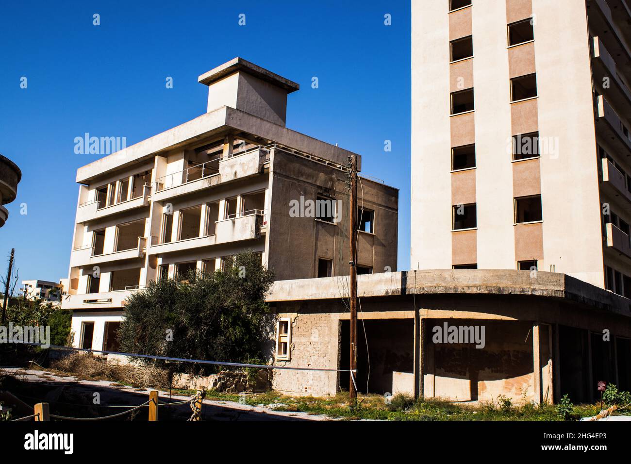 Varosha, Northern Cyprus - January 04, 2022 Cityscape of Varosha, a ...