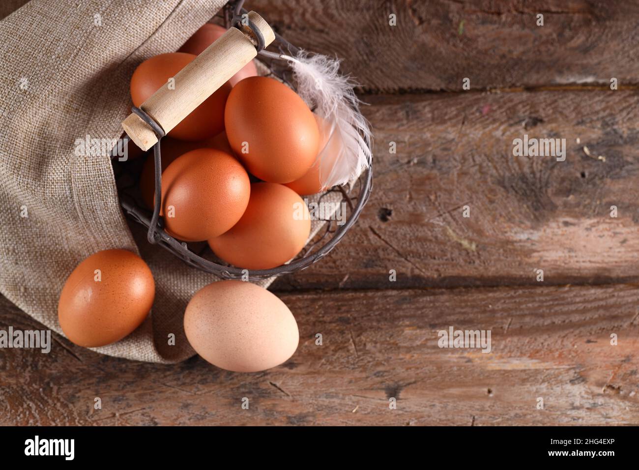 natural organic farm eggs rustic style Stock Photo - Alamy