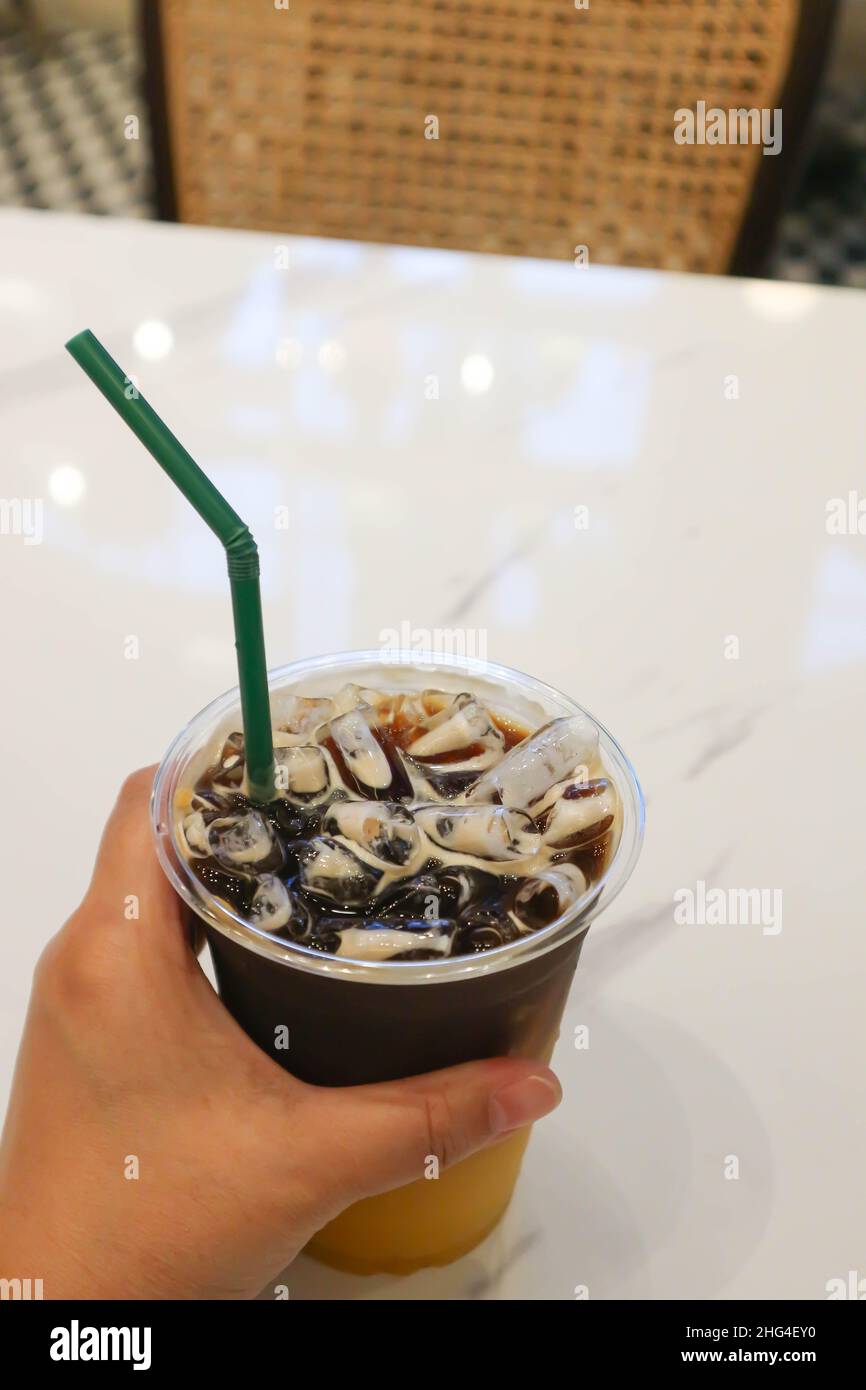 americano coffee or cold americano, cold brew or black coffee for serve ...