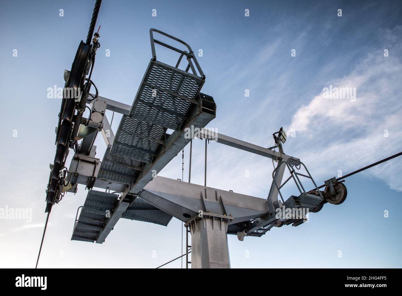 Pylon of sky-lift. Sky at background Stock Photo - Alamy