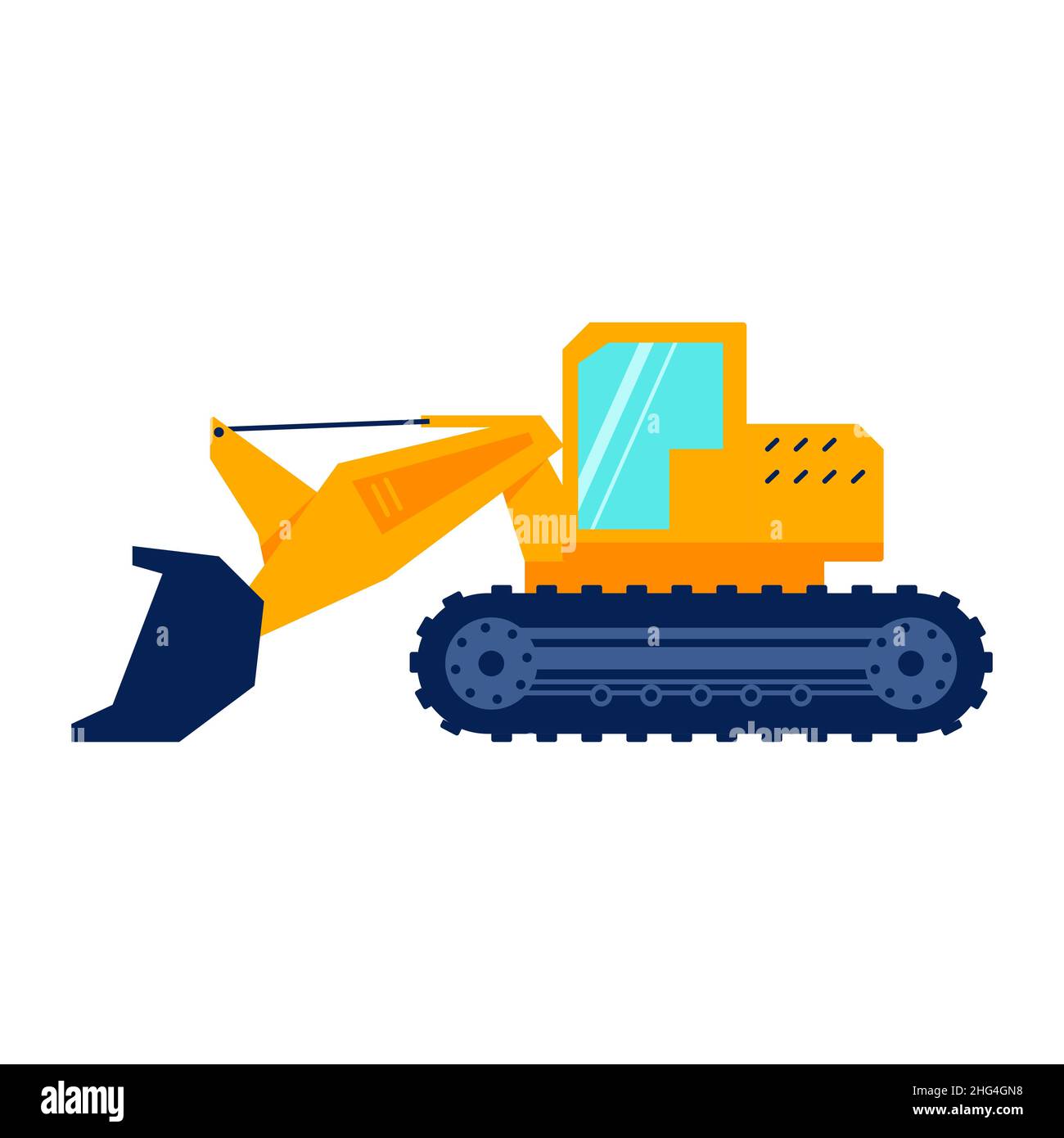 Construction orange excavator side view isolated on white background ...