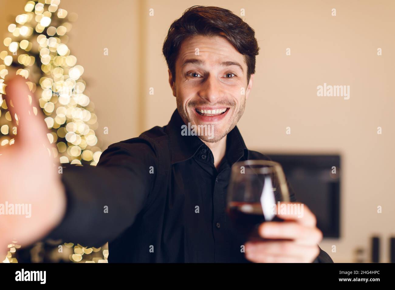 Video chat young man red hi-res stock photography and images - Alamy