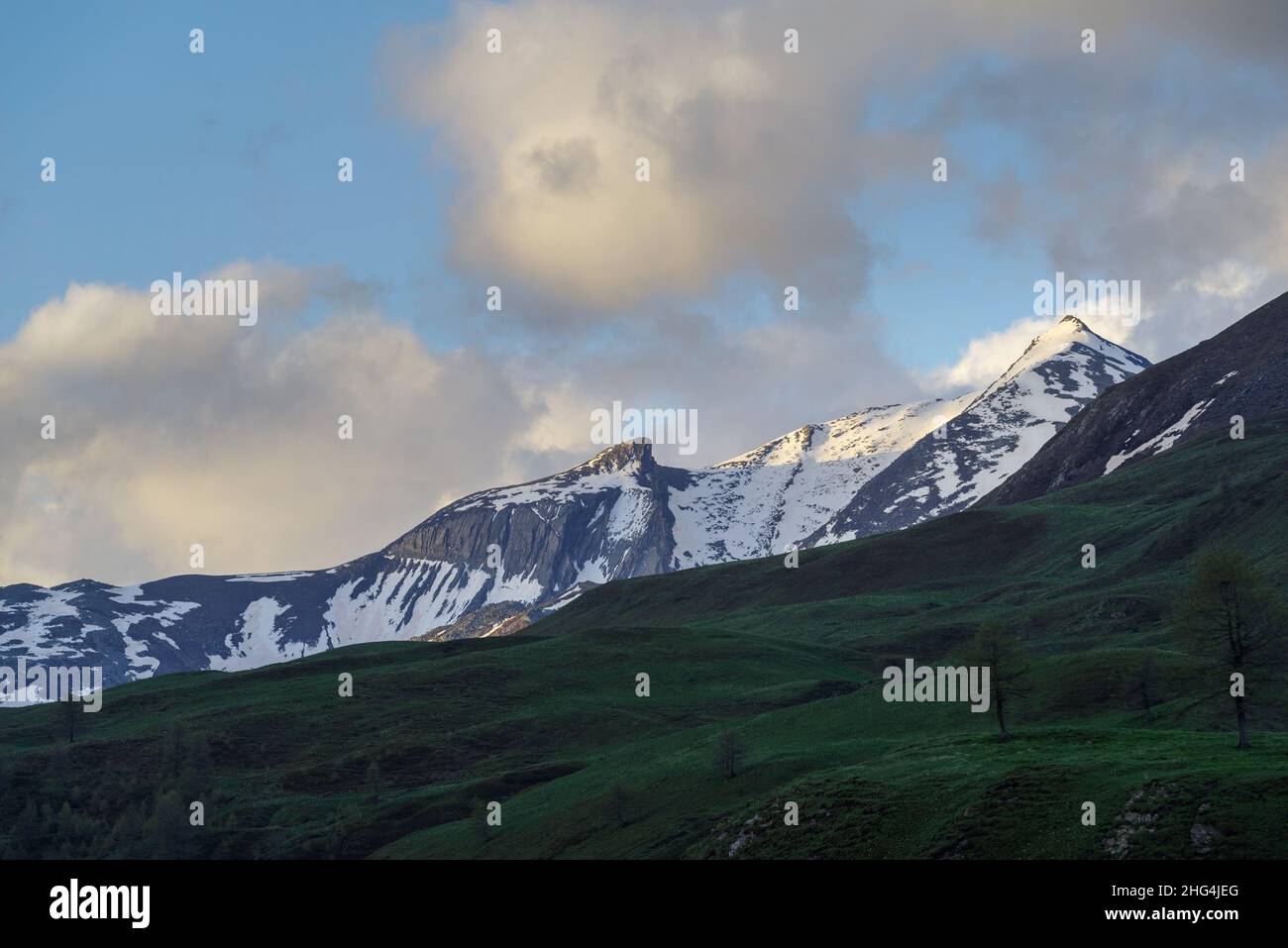 Cottian Alps mountain range in the southwestern part of the Alps, view ...