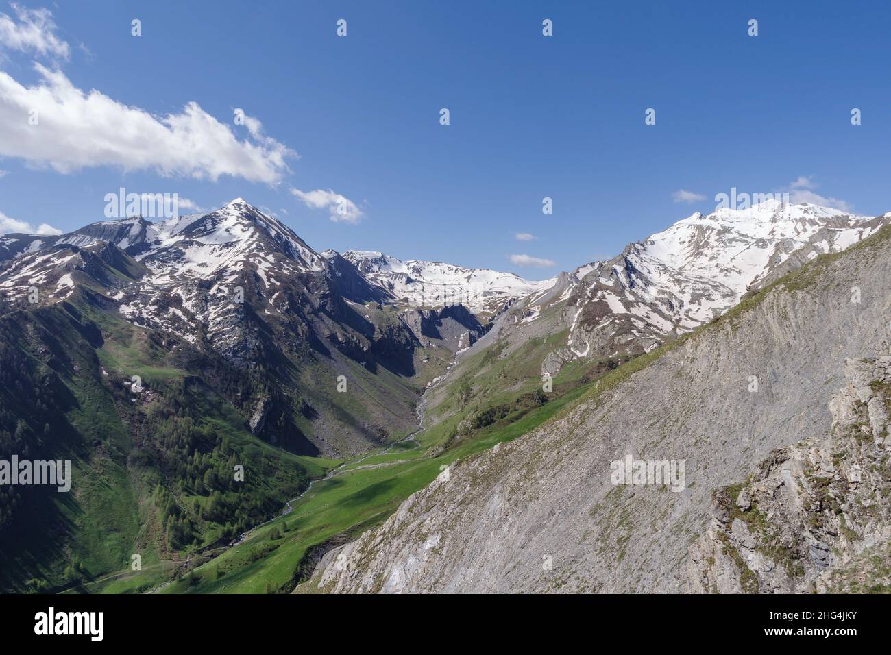Cottian Alps mountain range in the southwestern part of the Alps, view ...