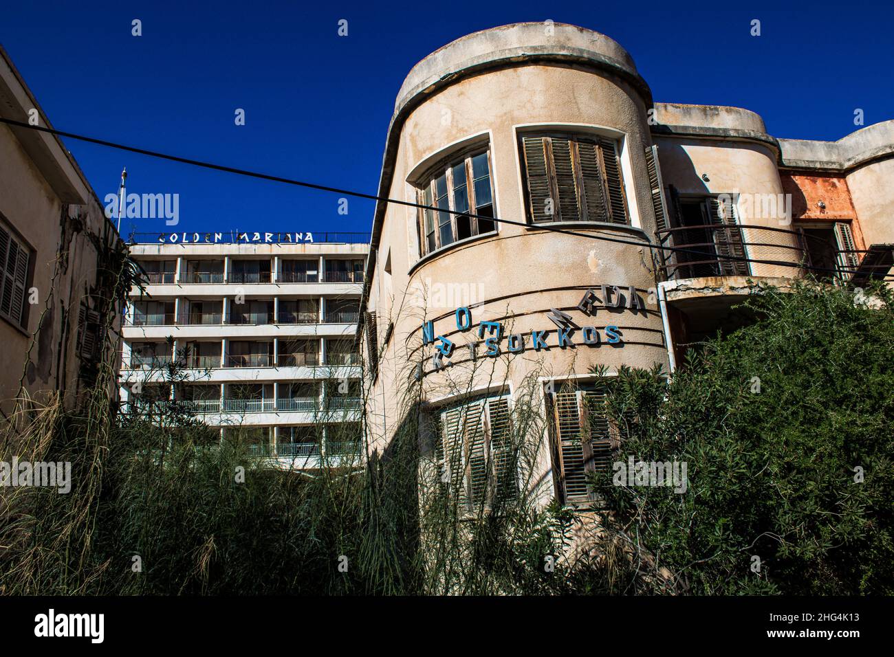 Varosha, Northern Cyprus - January 04, 2022 Cityscape of Varosha, a ...