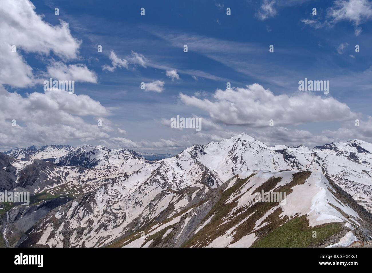 Cottian Alps mountain range in the southwestern part of the Alps, view ...