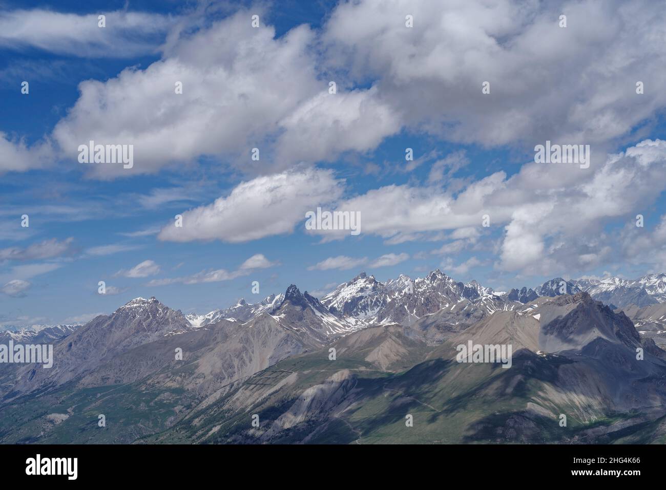 Cottian Alps mountain range in the southwestern part of the Alps, view ...