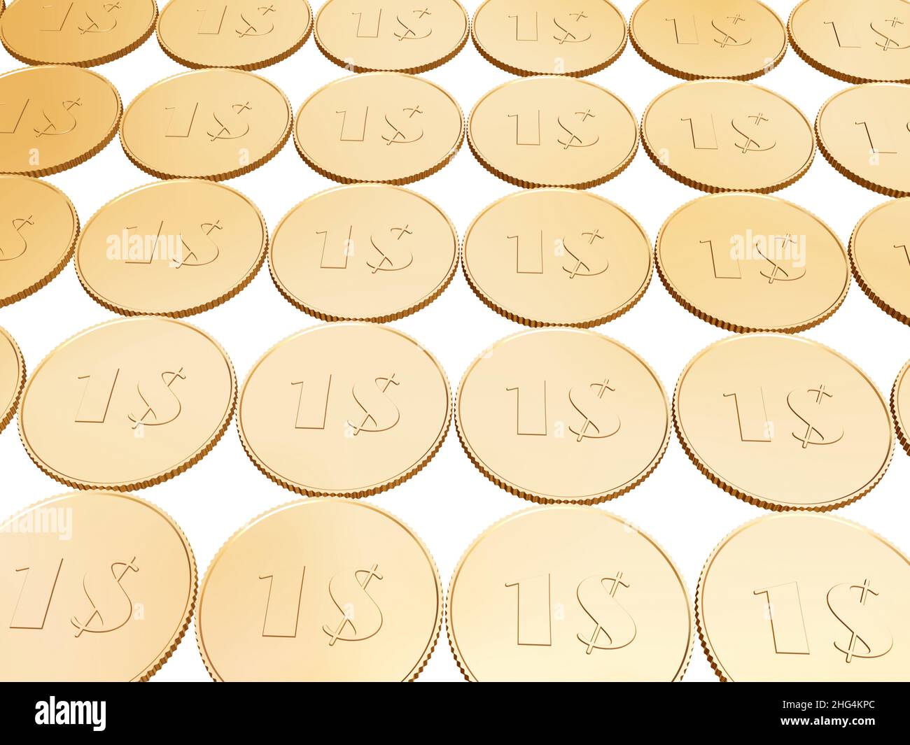 gold 1$ coin carpet on white background Stock Photo - Alamy