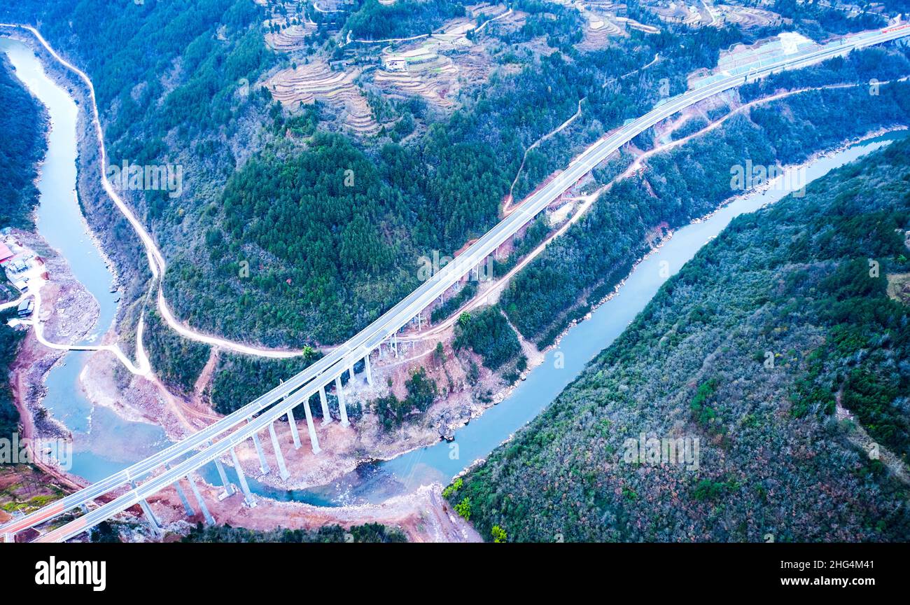 BAZHONG, CHINA - DECEMBER 17, 2021 - A view of the Wangping to ...