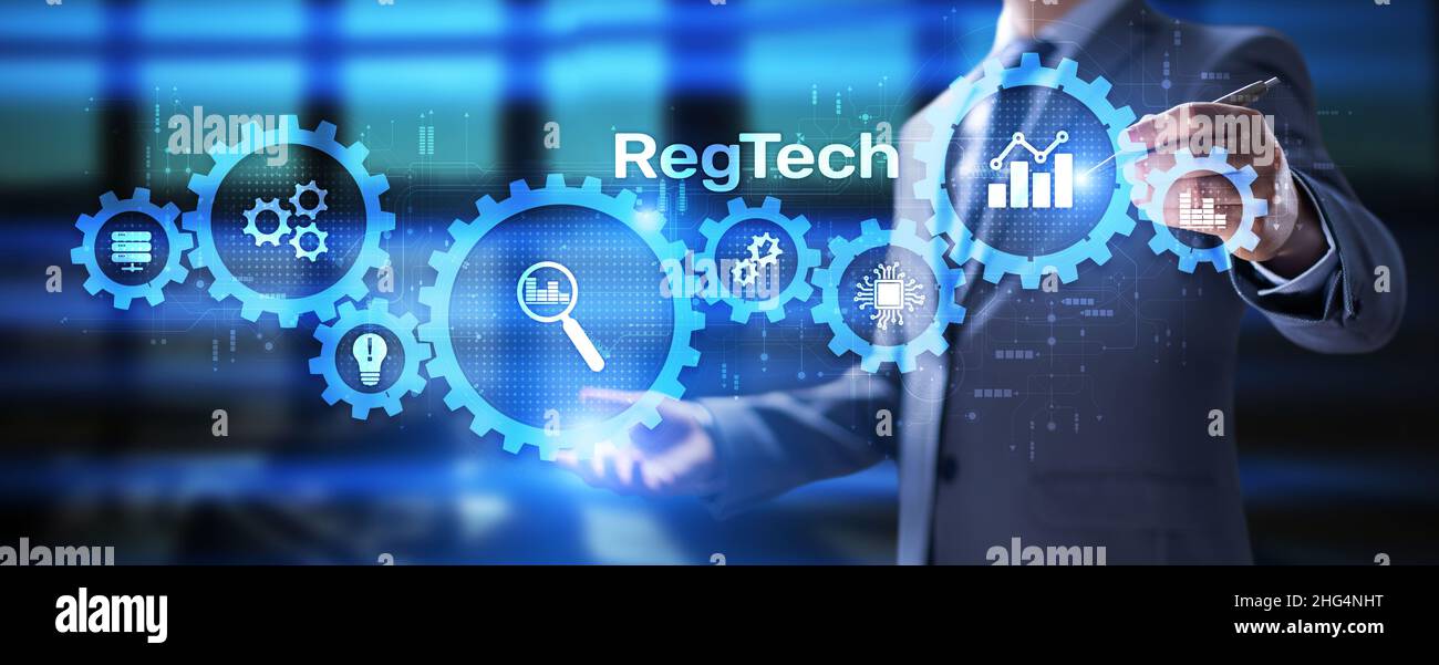 Regtech Regulation and supervision technology concept on virtual screen ...