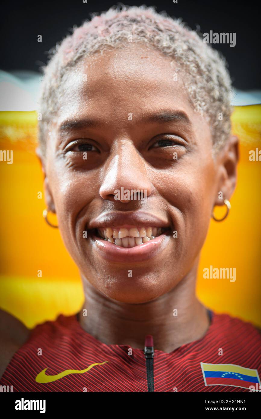 Yulimar Rojas celebrating her medal at the Tokyo 2020 Olympic Games ...