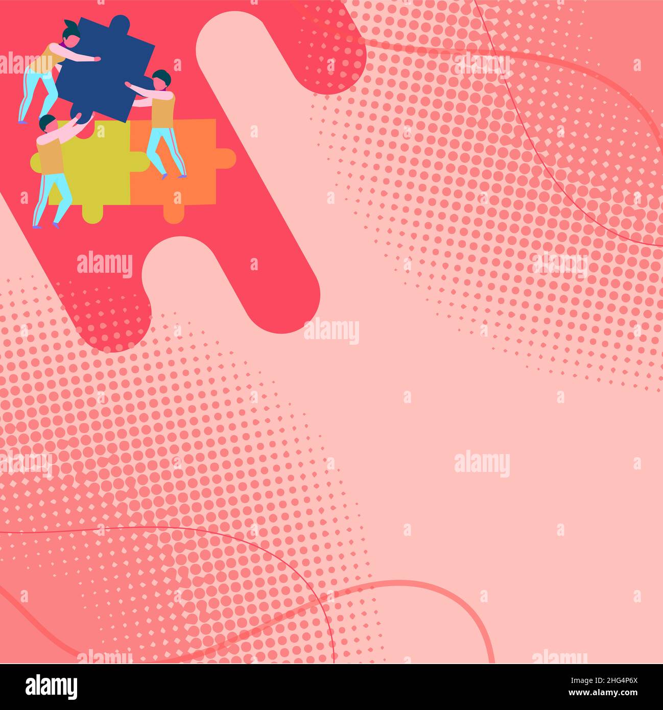 Team Holding Jigsaw Pieces Helping Each Others To Solve The Problem ...