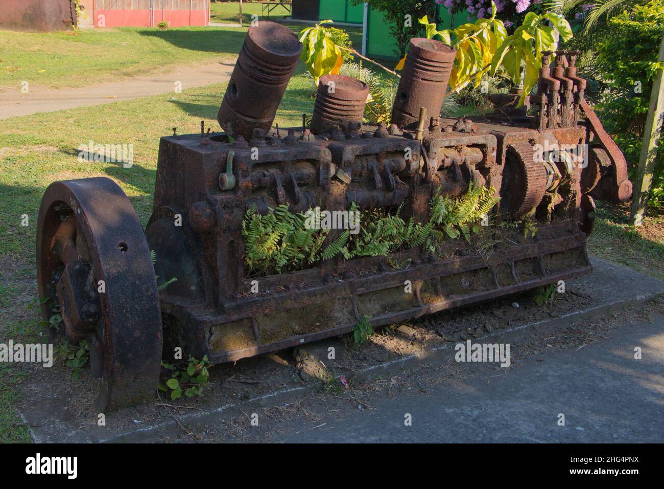 Old rusty engine in the village Tortuguero in Costa Rica, Central ...