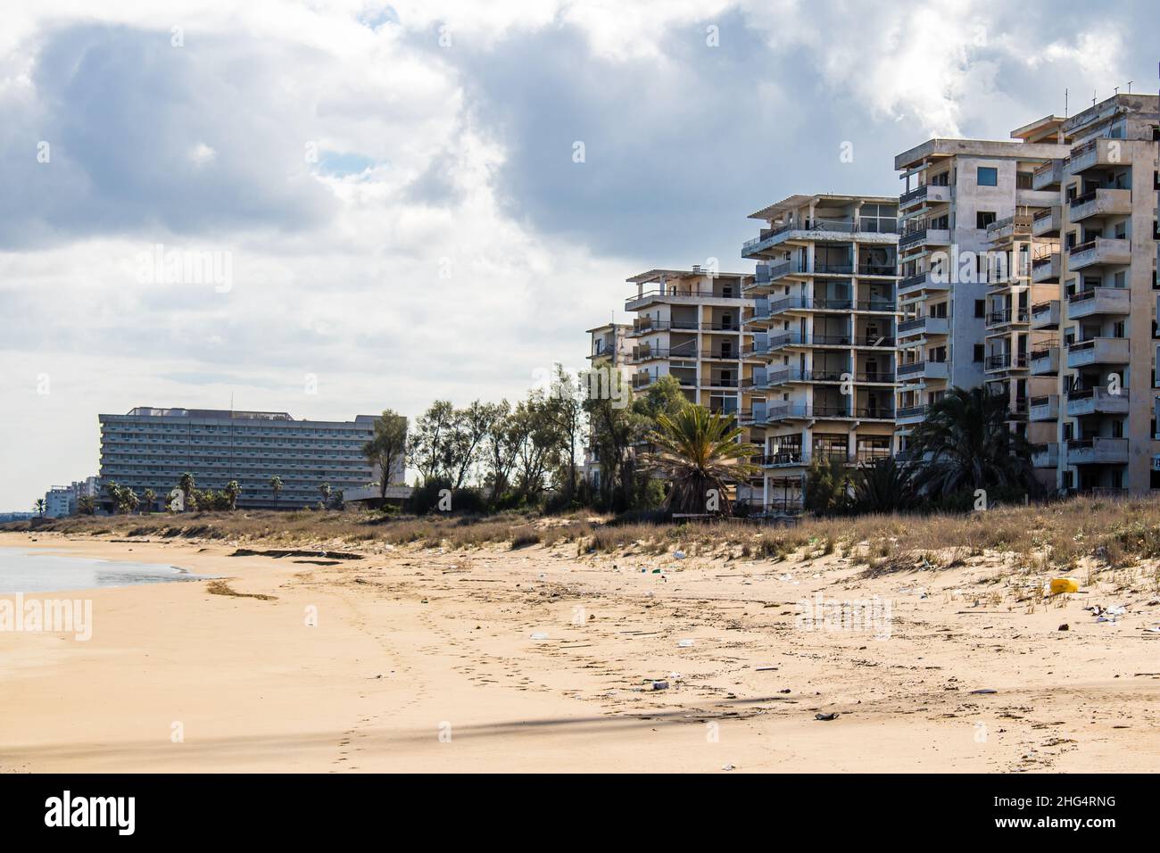 Varosha, Northern Cyprus - January 06, 2022 Cityscape of Varosha, a ...