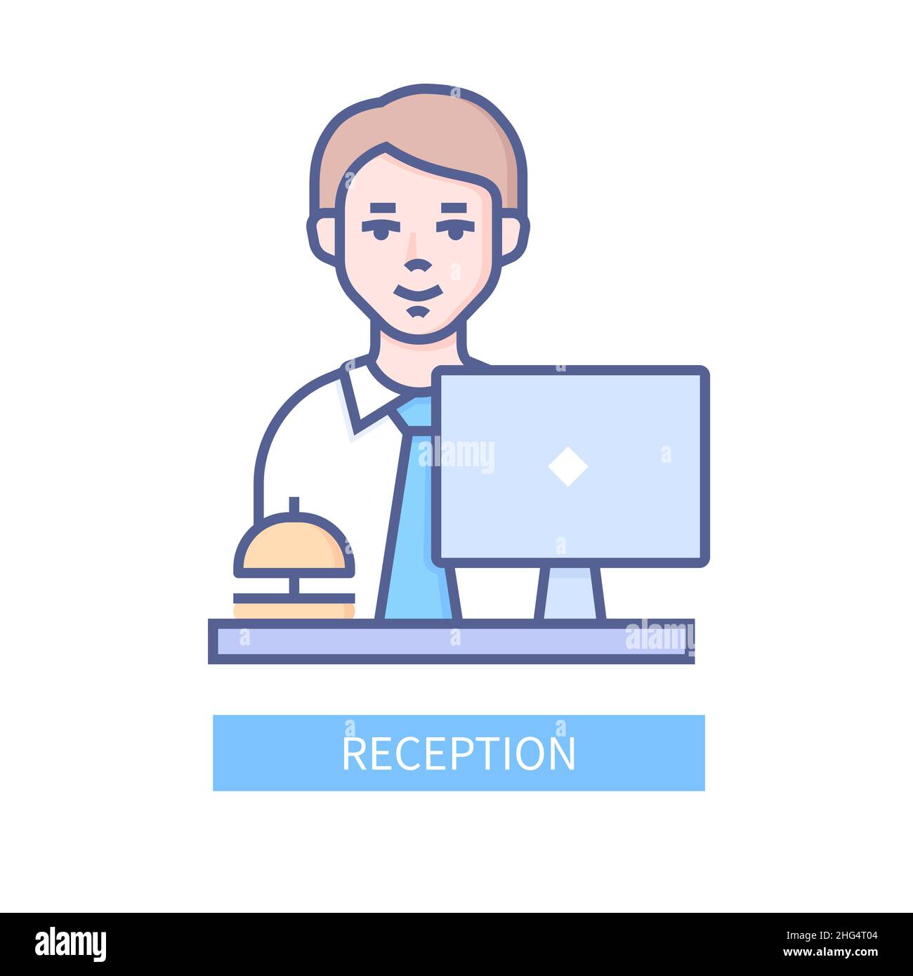 Reception staff - modern colored line design style icon on white ...