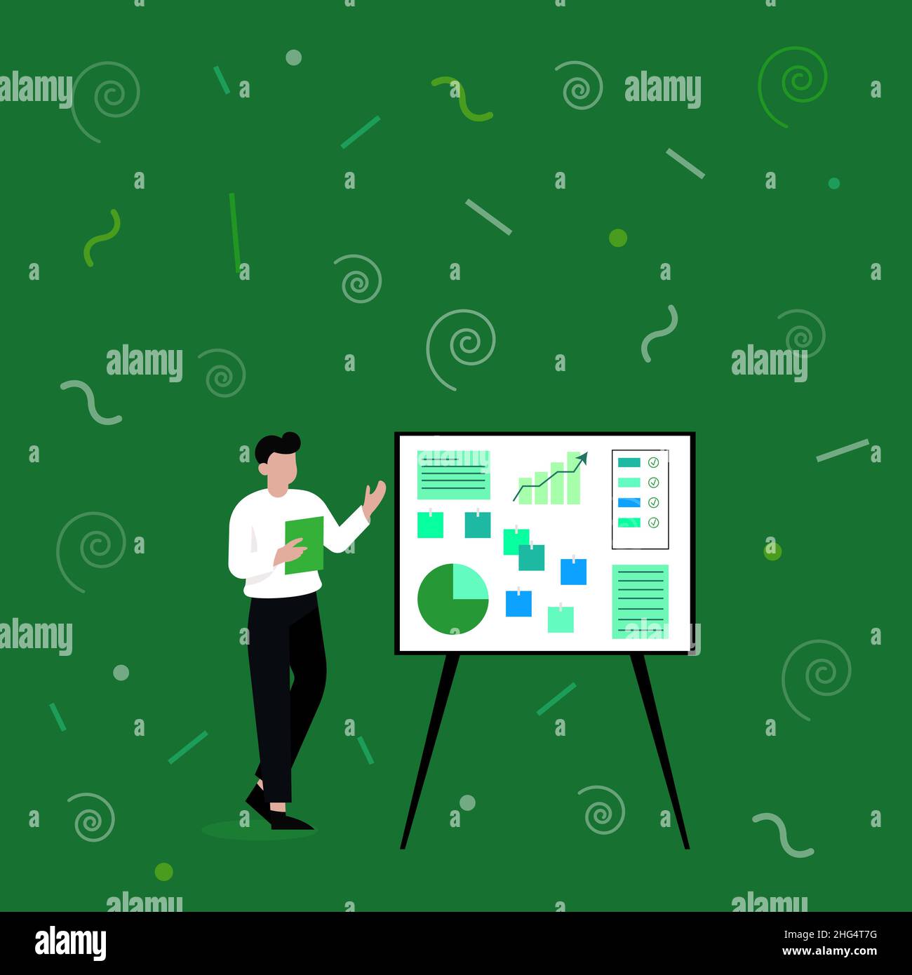 Businessman Drawing Standing Presenting Ideas For Their Success Stock ...