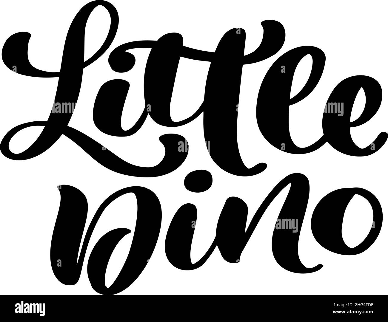 Vector calligraphy hand drawn lettering text Little Dino. Scandinavian ...