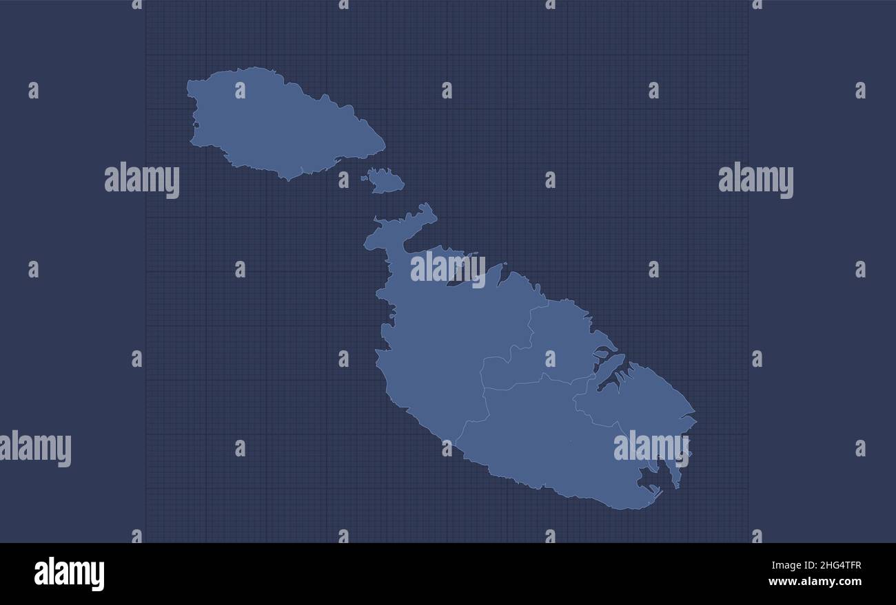 Malta regions map, infographics blue flat design, blank Stock Photo - Alamy