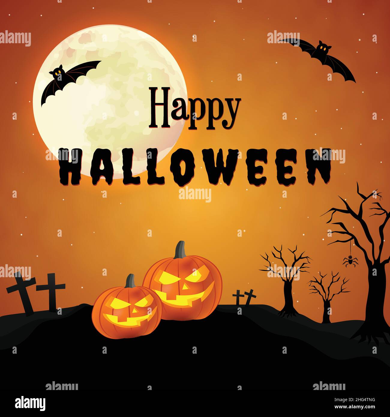 Halloween Full moon, Banner, Spiders, Haunted House, Pumpkins, Death ...