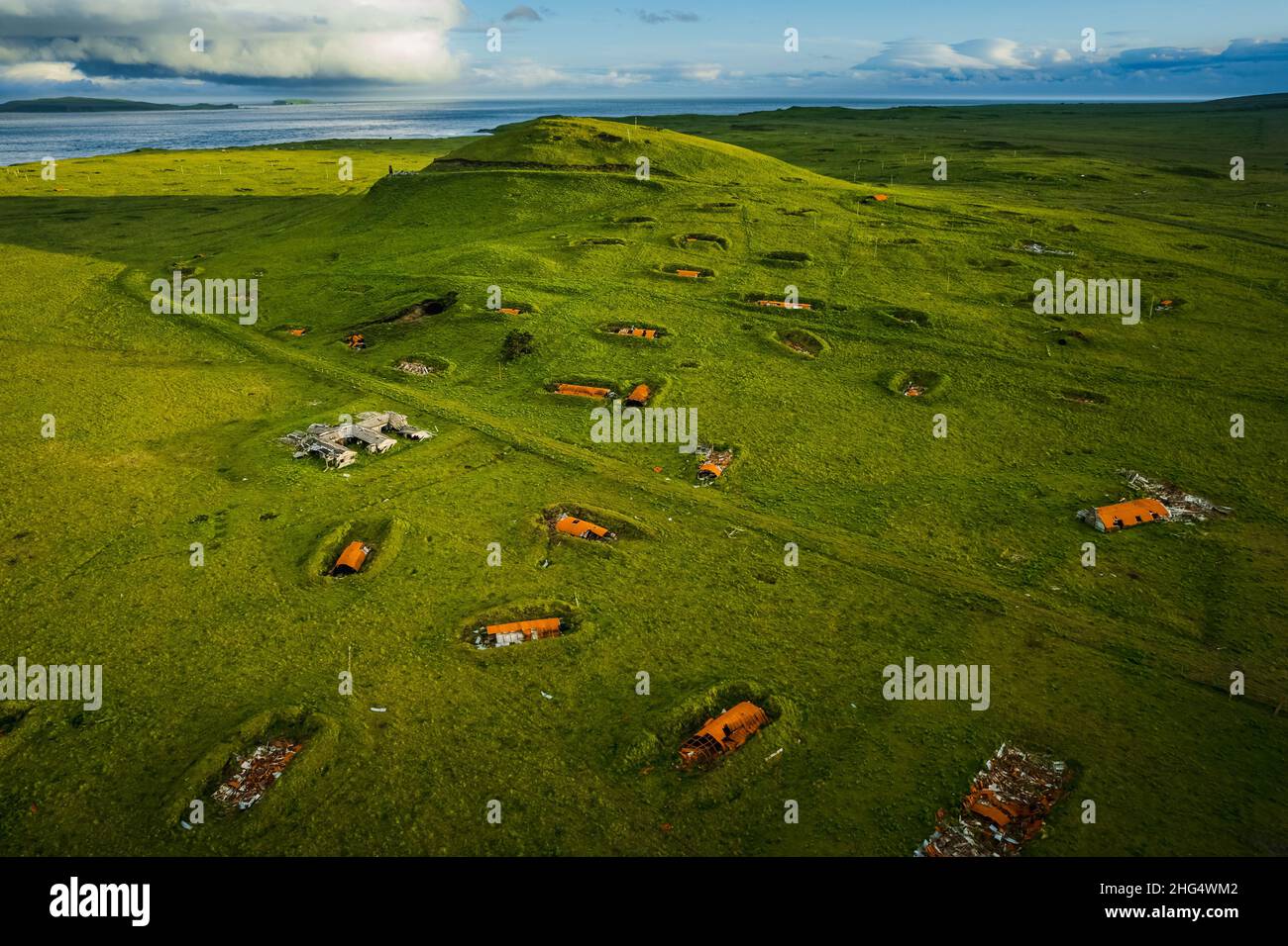 Cape Field at Fort Glenn at Umnak, Aleutian Islands, Alaska Stock Photo - Alamy